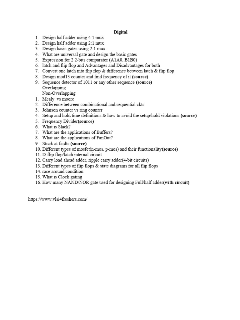 Digital Interview Questions | PDF