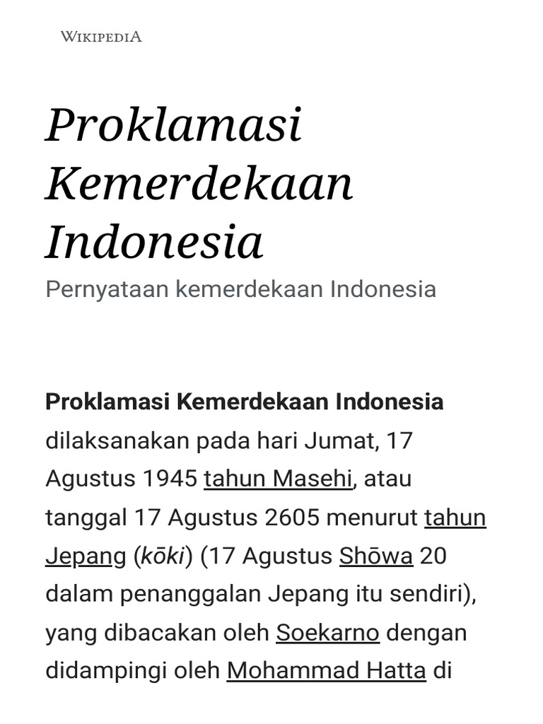 Proklamasi Kemerdekaan Indonesia - Wikipedia Bahasa Indonesia ...