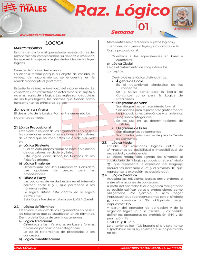 Raz. Lógico - Tema #001 | PDF | Proposición | Lógica
