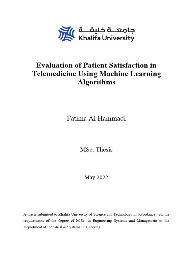 Evaluation of Patient Satisfaction in Telemedicine Using Machine Learning Algorithms | PDF ...