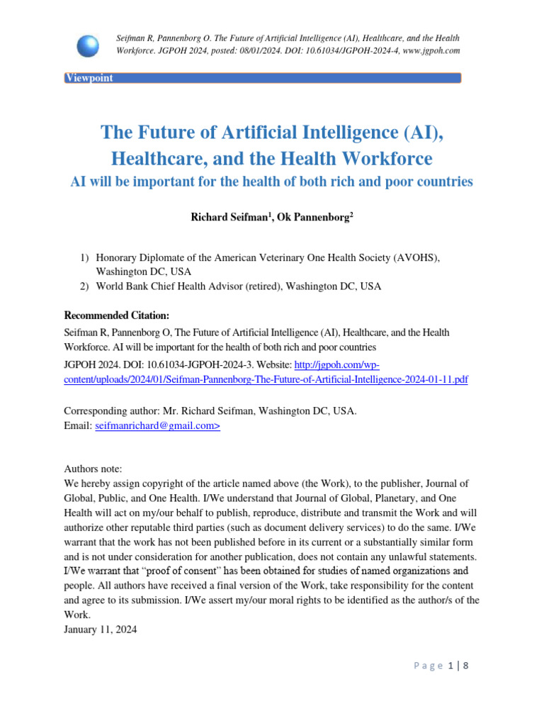 Seifman Pannenborg the Future of Artificial Intelligence 2024-01-11 | Download Free PDF ...