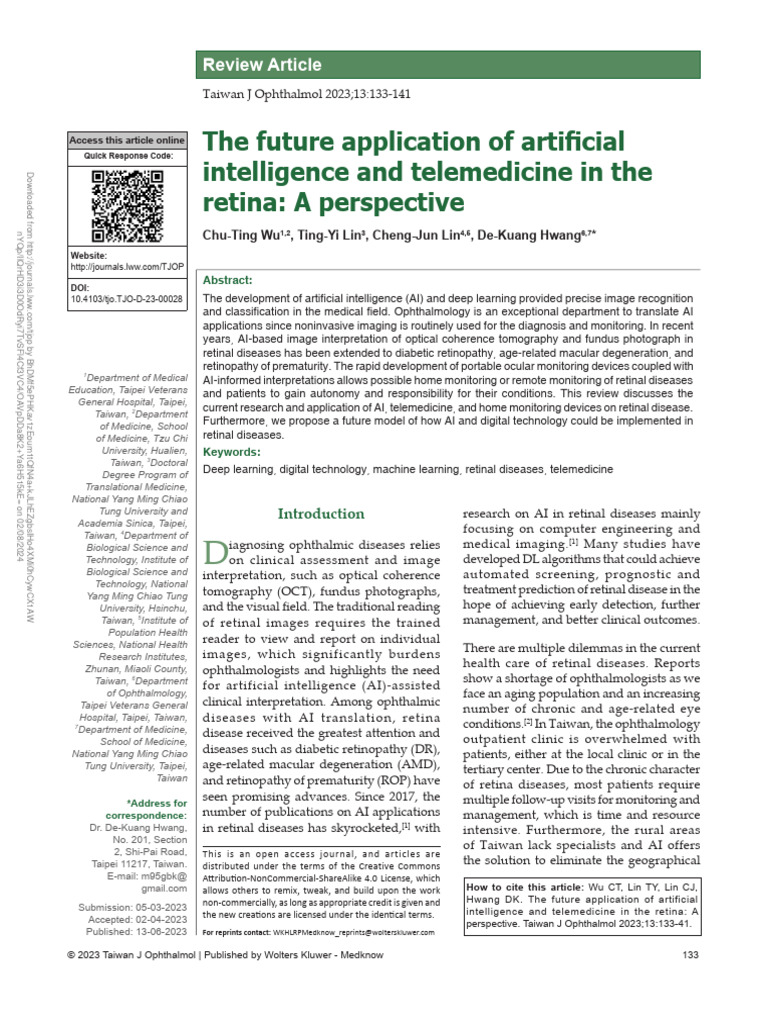 The Future Application of Artificial Intelligence.3 | PDF | Ophthalmology | Machine Learning
