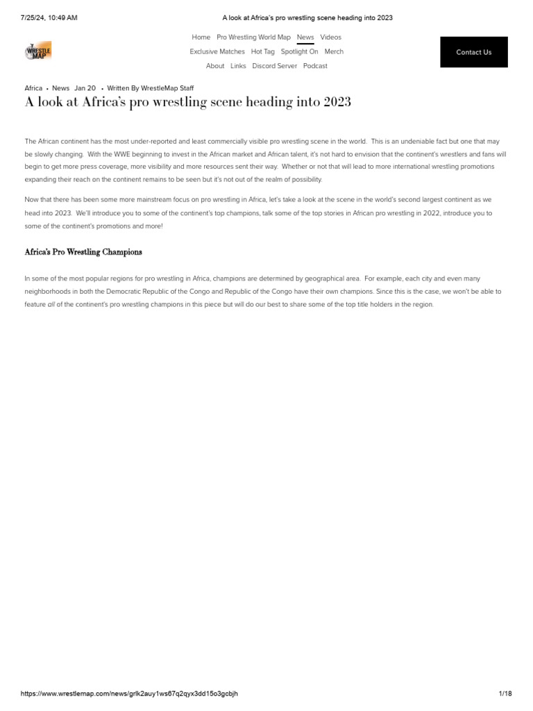 A Look at Africa's Pro Wrestling Scene Heading Into 2023 | PDF | Professional Wrestling ...