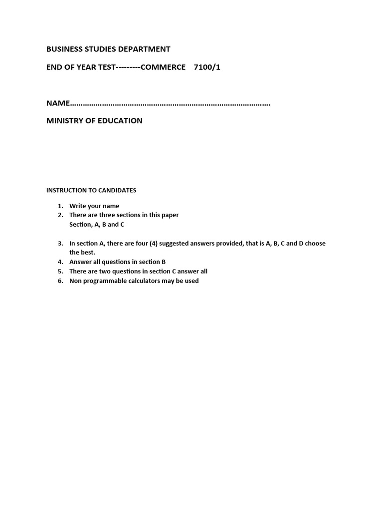 Commerce Test | PDF