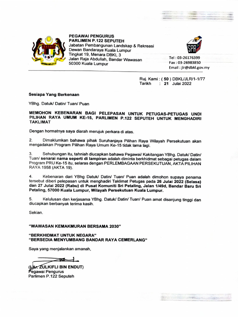 Surat Pelepasan Spr Pdf
