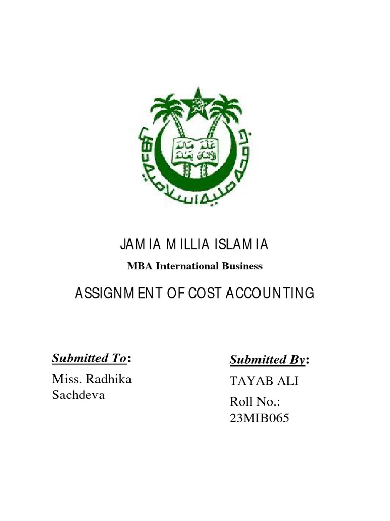 Tayyab Cost Assignment | PDF