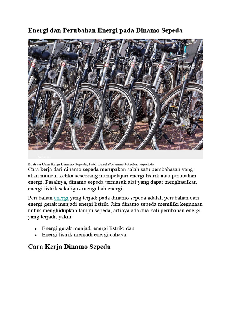 Energi Dan Perubahan Energi Pada Dinamo Sepeda | PDF | Griya & Taman | Sains & Matematika