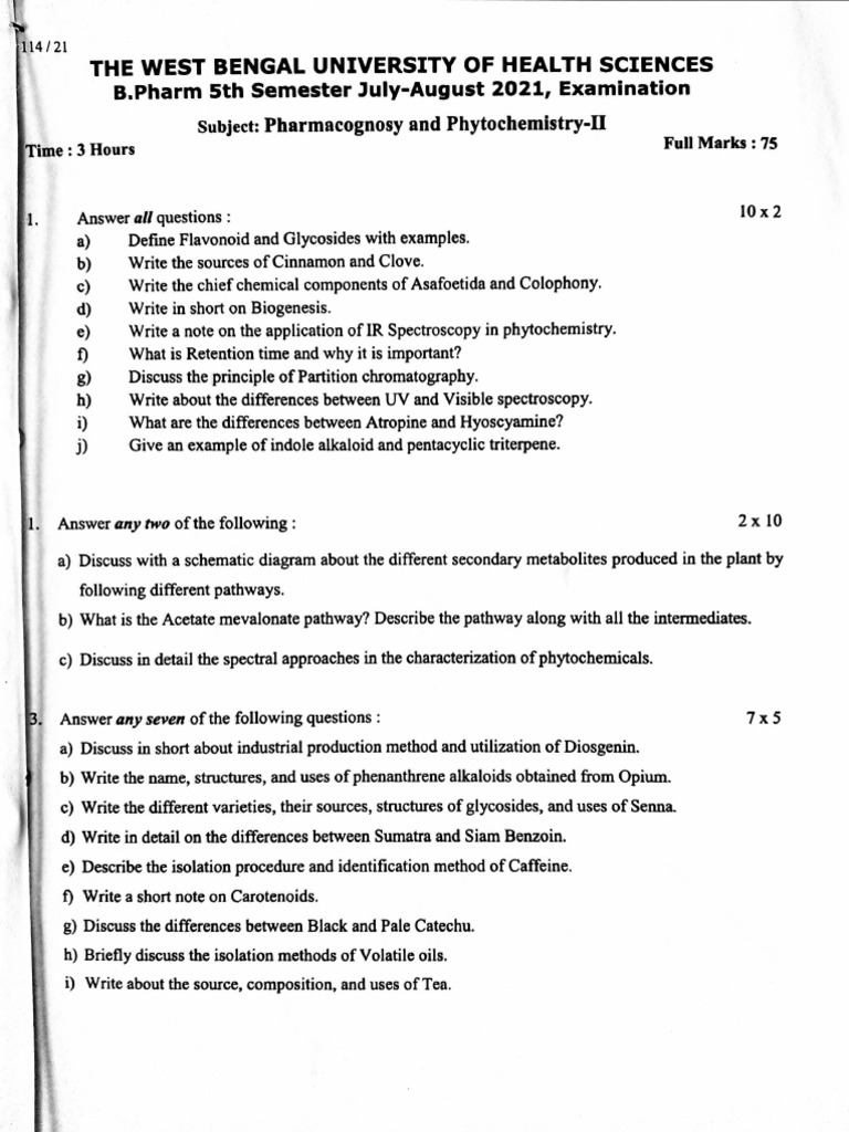 5th Sem Old Question Papers - B. Pharm | PDF | Solubility | Tablet (Pharmacy)