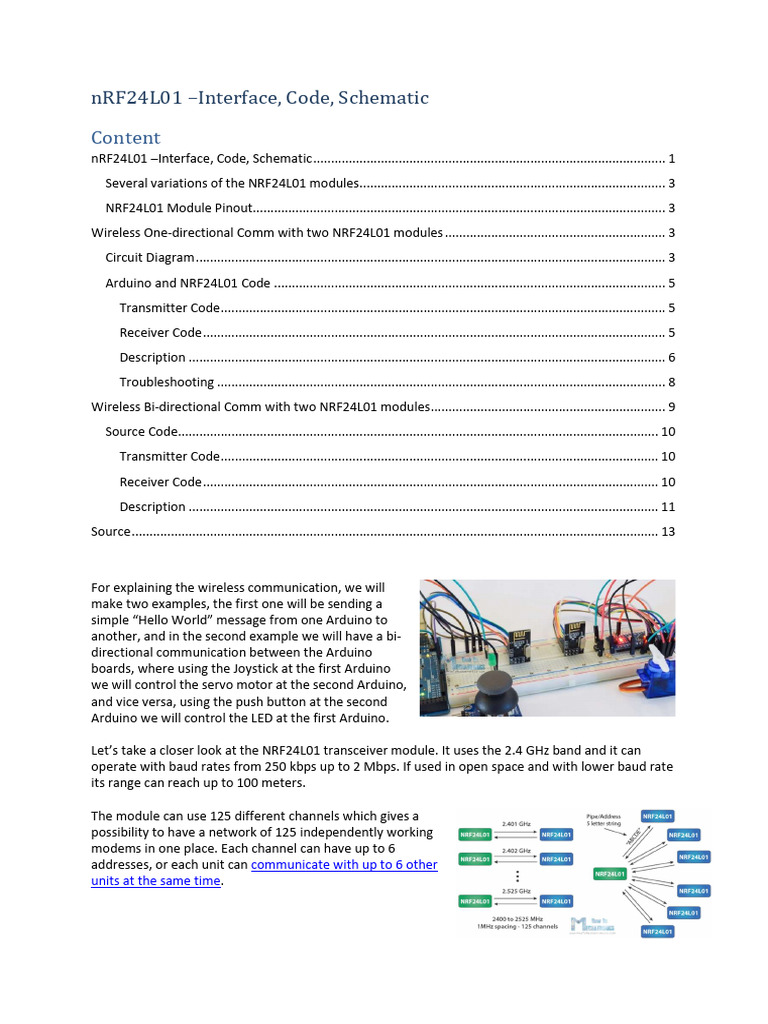 Arduino Tutorial Wireless Module nRF24L01 | PDF | Radio | Electronic ...