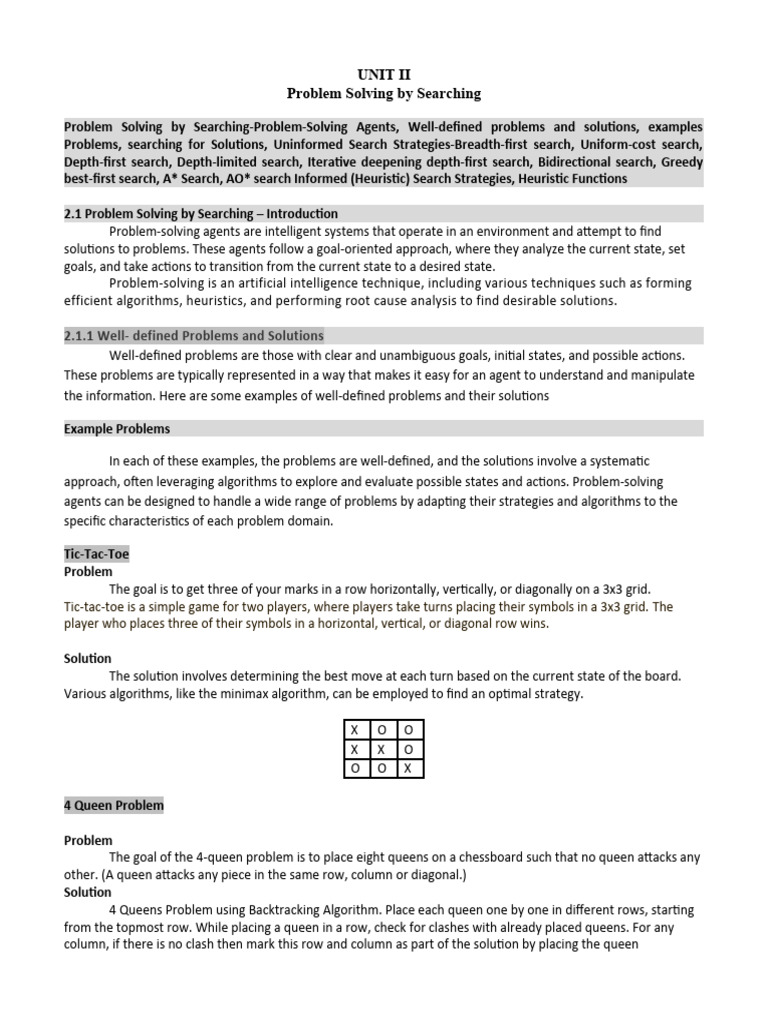 Unit II - Problem Solving by Searching | PDF | Discrete Mathematics | Combinatorics