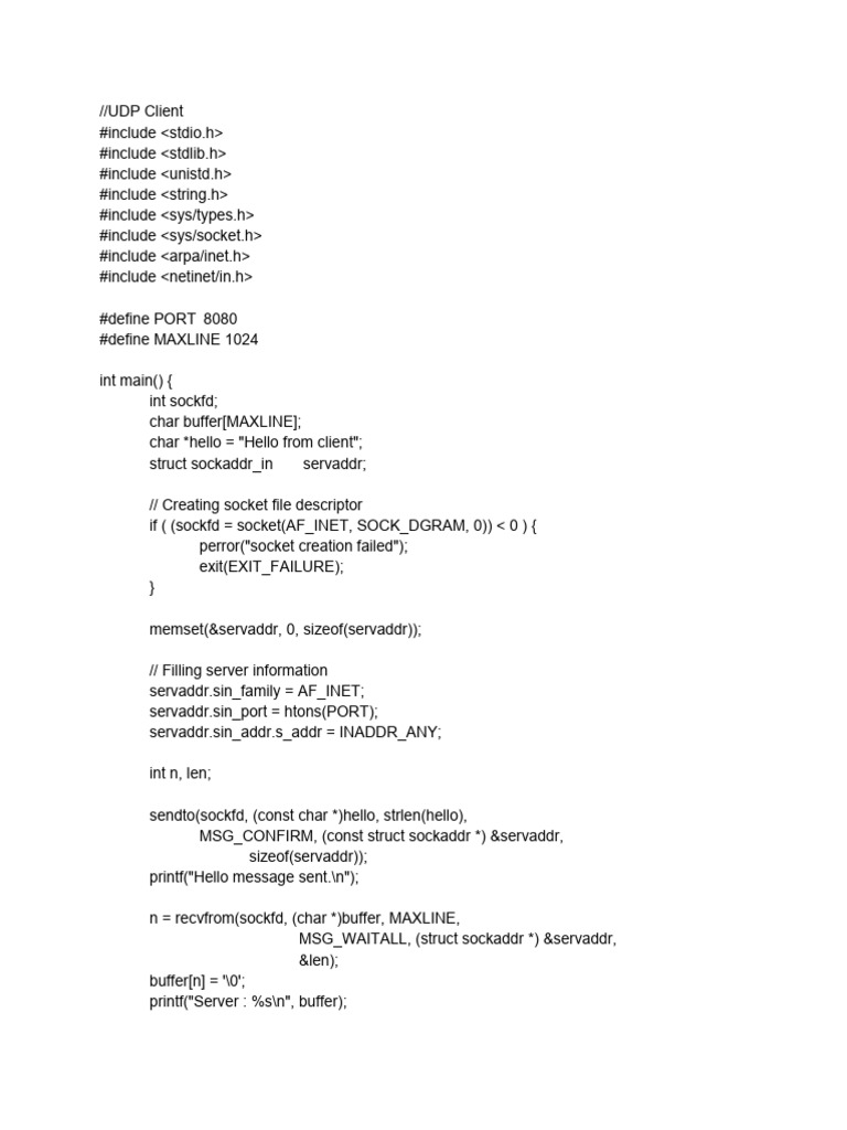 UDP Socket Programming | PDF | Network Layer Protocols | Networking ... UDP Socket Programming | PDF | Network Layer Protocols | Networking ...