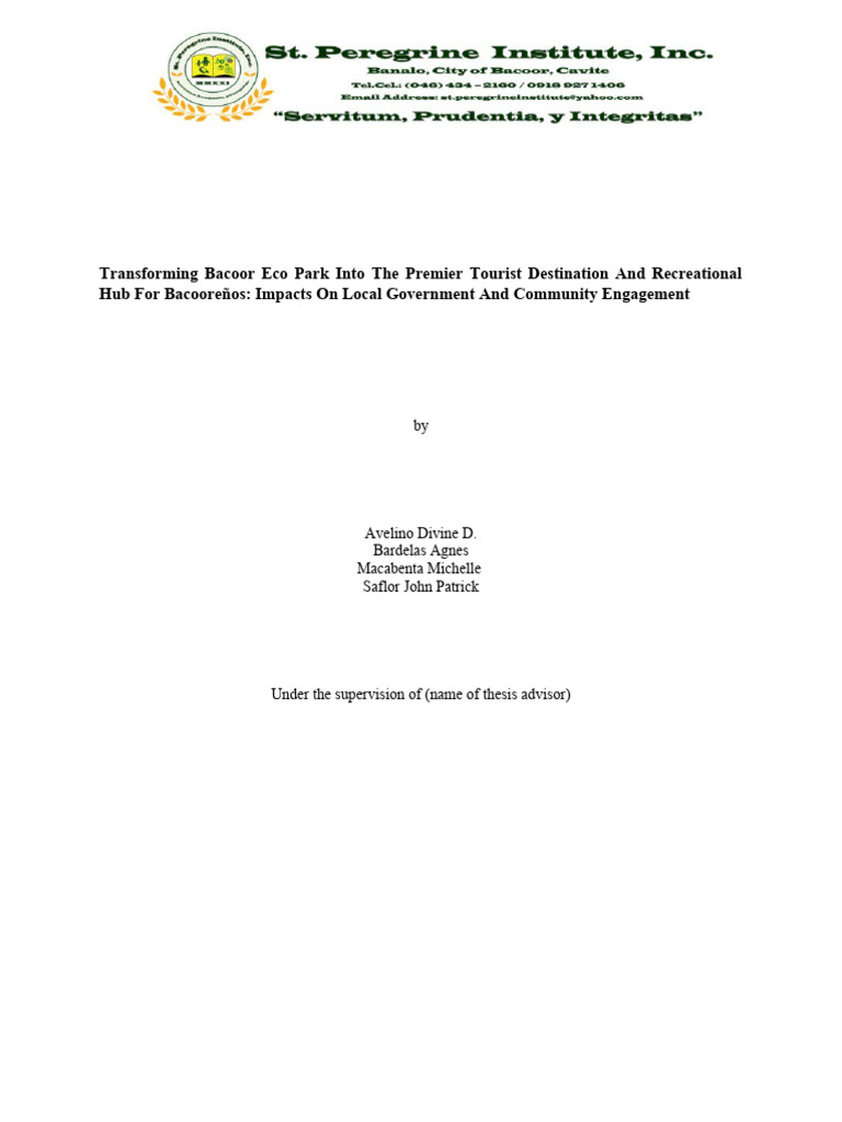 Thesis - Docx SPI For Adiitional Data. | PDF | Sustainability | Tourism