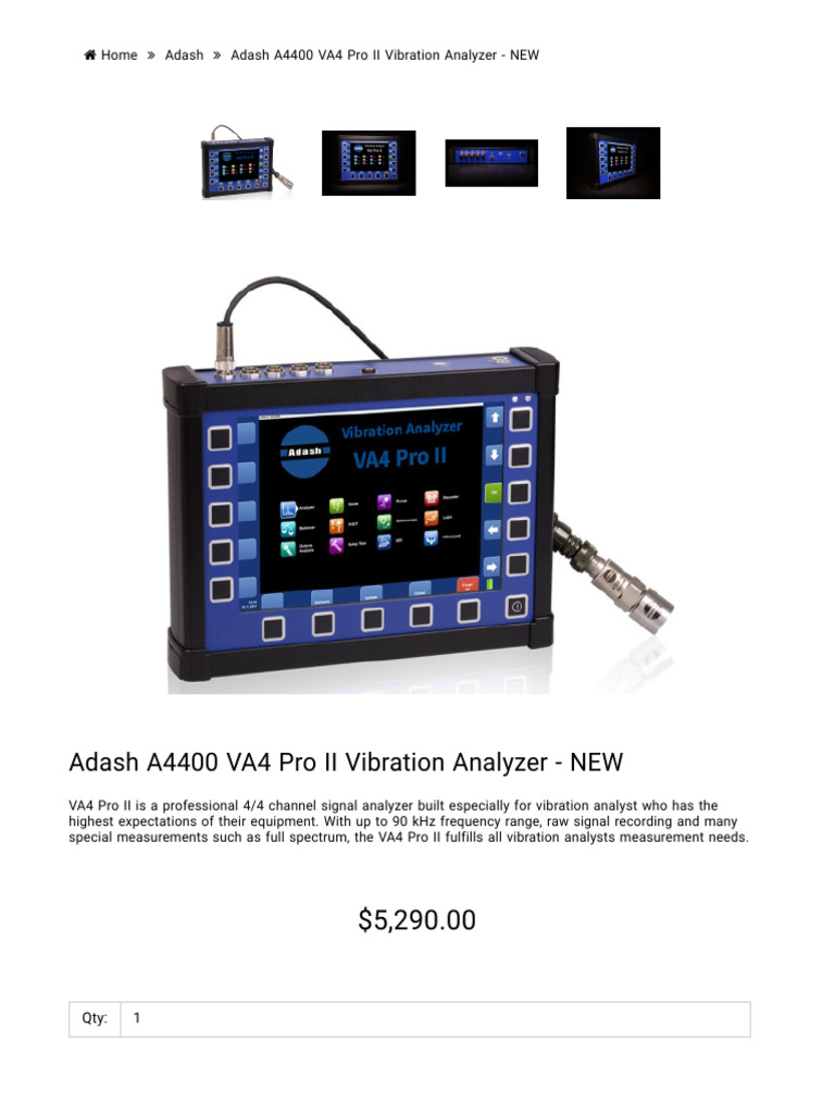 Adash A4400 VA4 Pro II Vibration Analyzer - NEW | PDF | Sampling ...