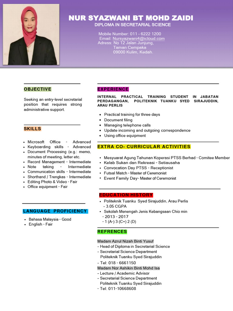 Resume-Nur Syazwani BT Mohd Zaidi | PDF