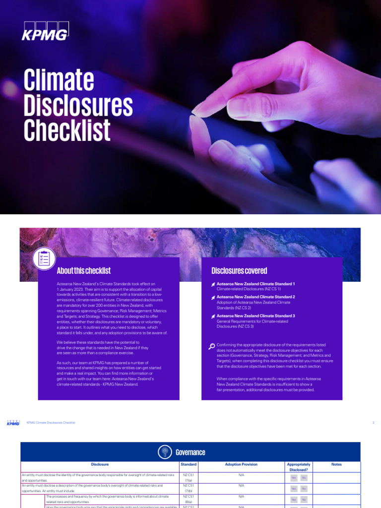 Climate Disclosures Checklist 2024 | PDF | Risk | Greenhouse Gas