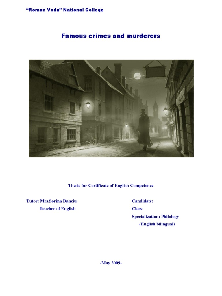 Atestat Engleza | PDF | Jack The Ripper | Charles Manson