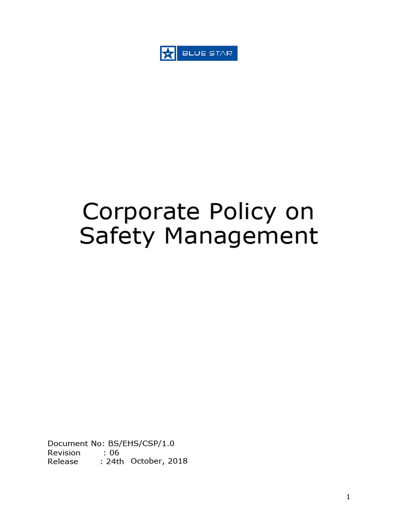 Corporate Safety Policy | PDF | Safety | Personal Protective Equipment
