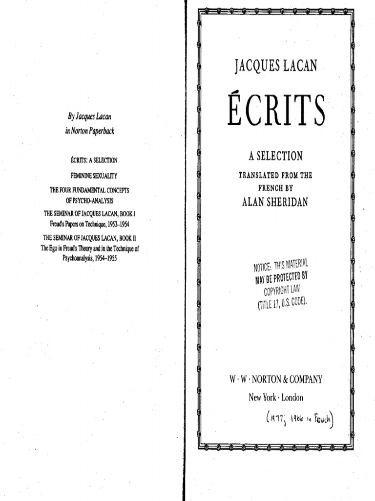 Lacan Mirror Stage ECRITS | PDF