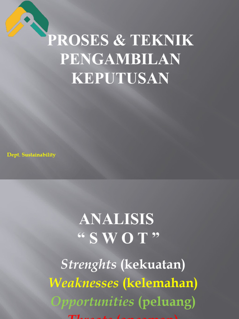 Contoh SWOT Analisis Untuk Diri Sendiri | PDF