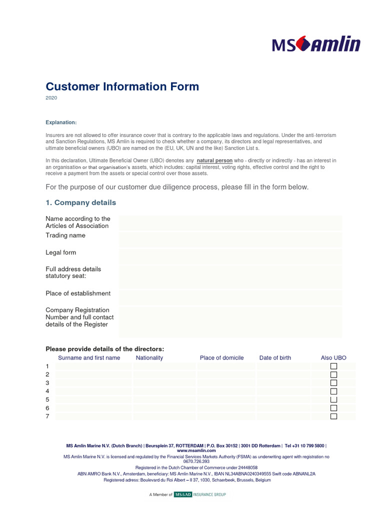 Customer Information Form | PDF | Financial Services