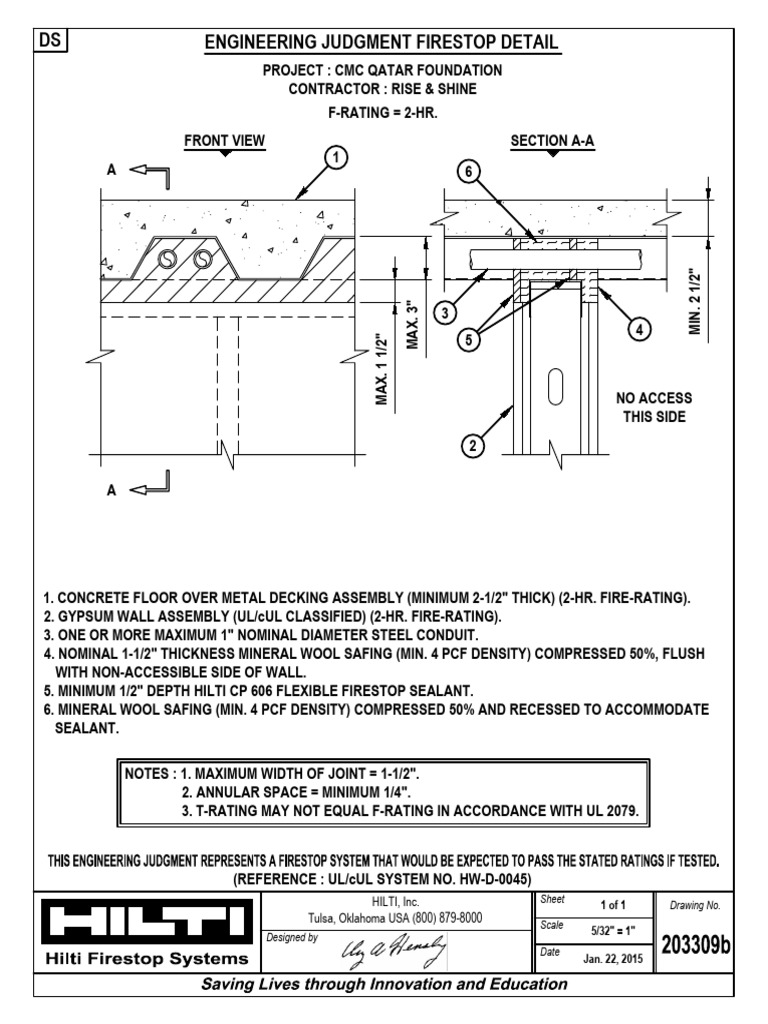 DS Engineering Judgment Firestop Detail: HILTI, Inc. Tulsa, Oklahoma ...
