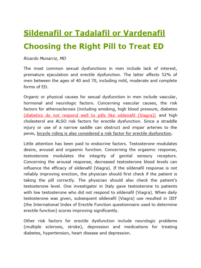 Treat ED | Download Free PDF | Erectile Dysfunction | Medicine