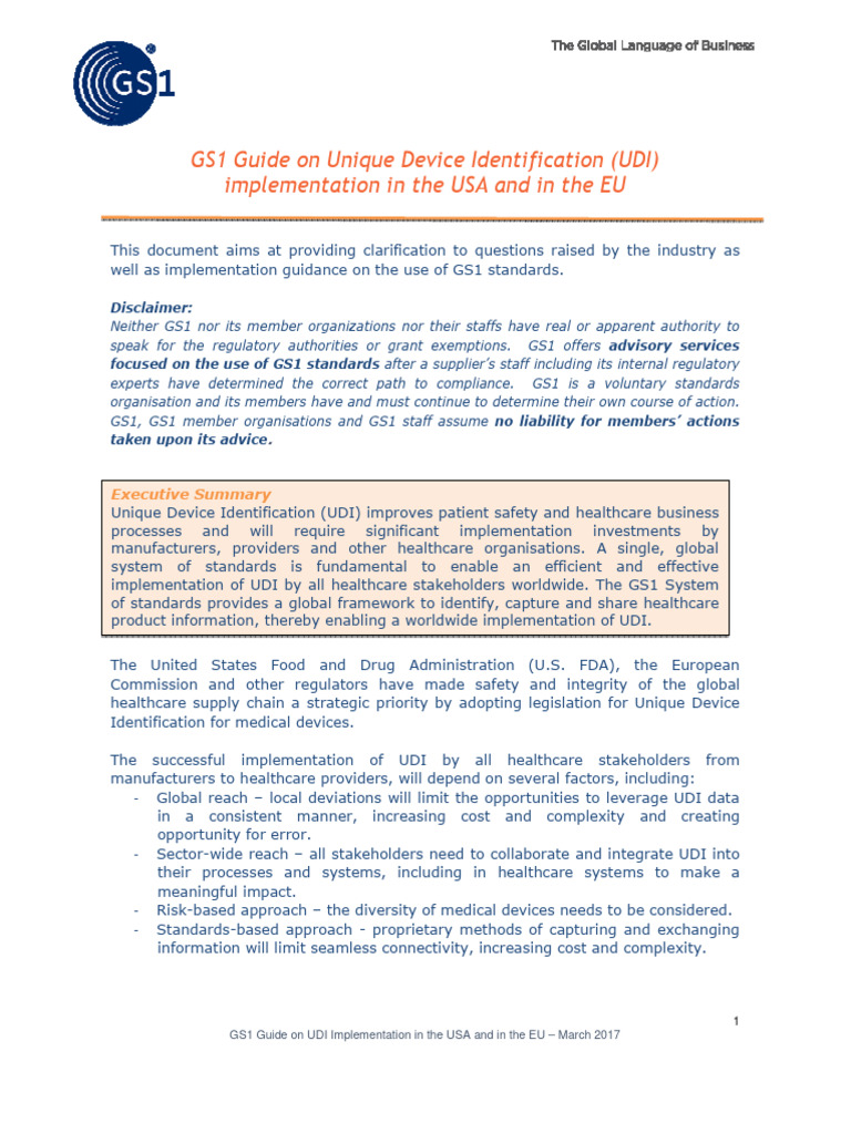 gs1 Udi Guide Final 20170324 | PDF | Medical Device