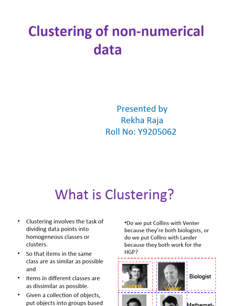 Non Numeric Clustering Seminar | PDF | Cluster Analysis | Statistical Classification