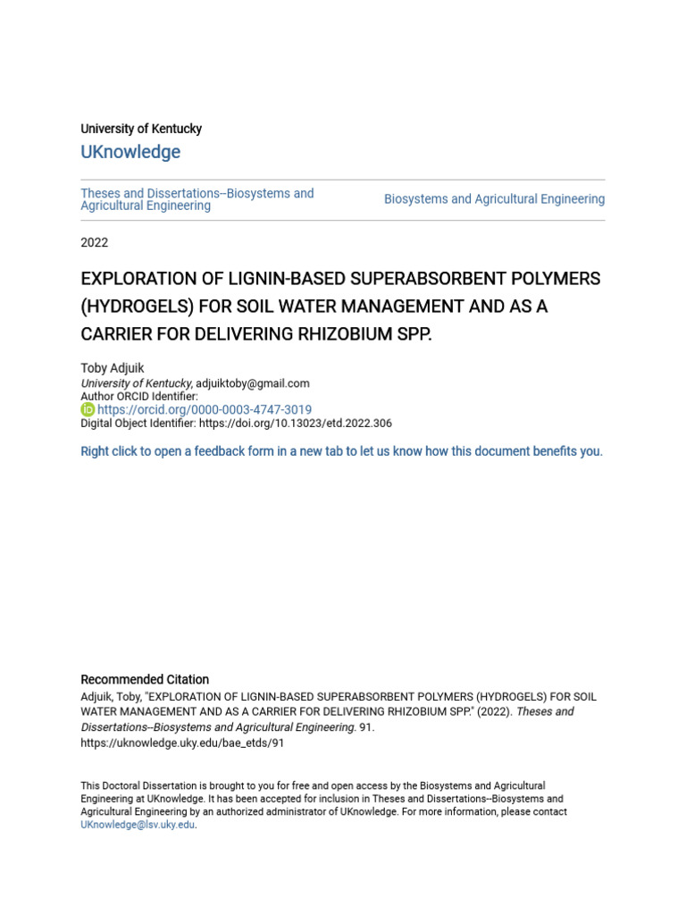 Exploration of Lignin-Based Superabsorbent Polymers (Hydrogels) F | PDF ...