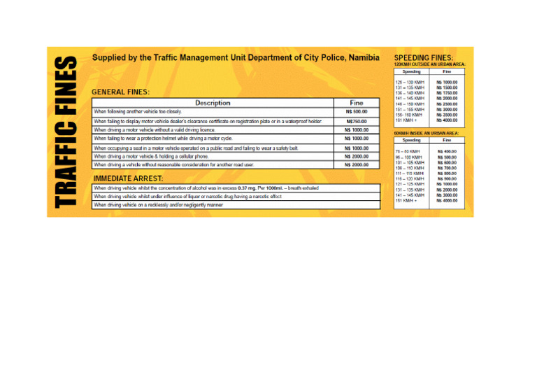 Namibian Traffic Fines | PDF
