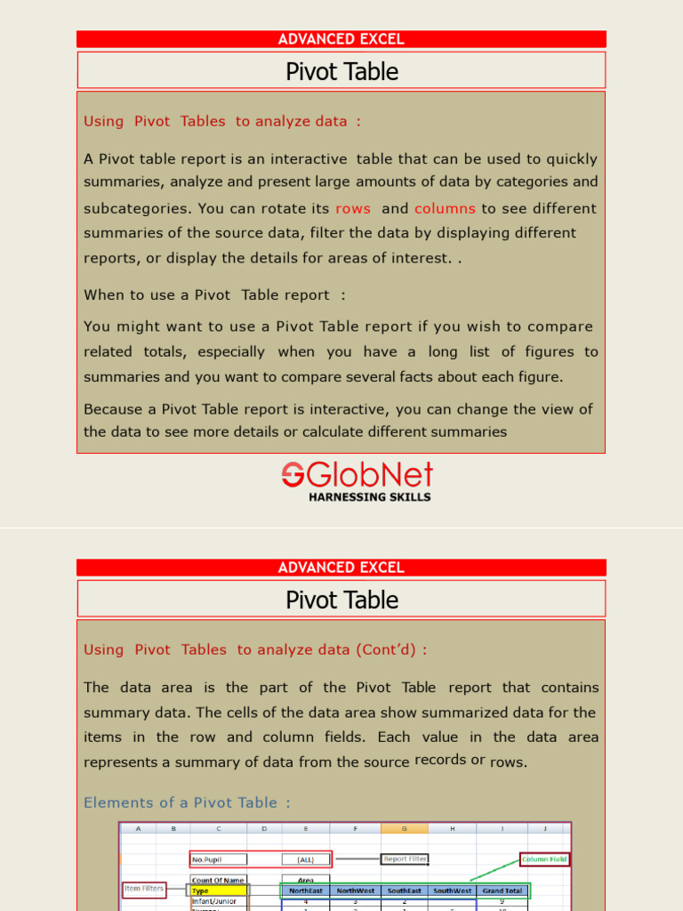 Adv-Excel - VBA-5- Pivot Table_N (1) | PDF | Microsoft Excel | Data Management