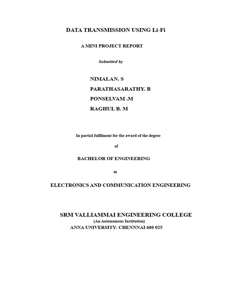 Mini Project Lifi Report | PDF | Light Emitting Diode | Radio