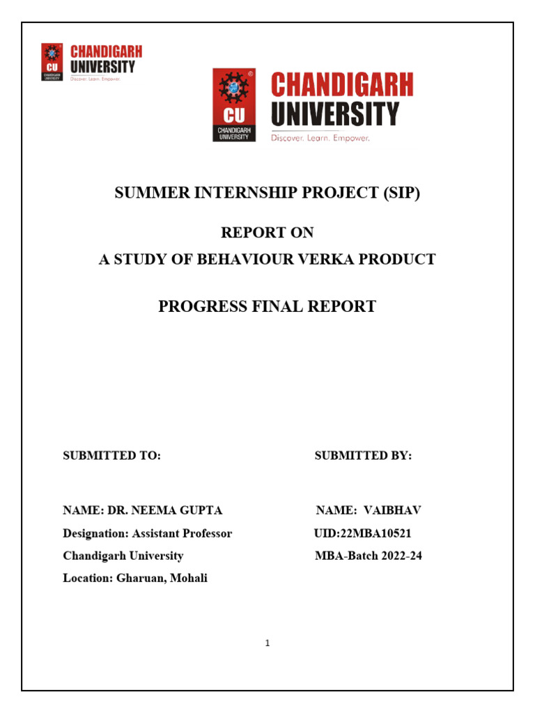 Summer Internship Project Final | PDF | Milk