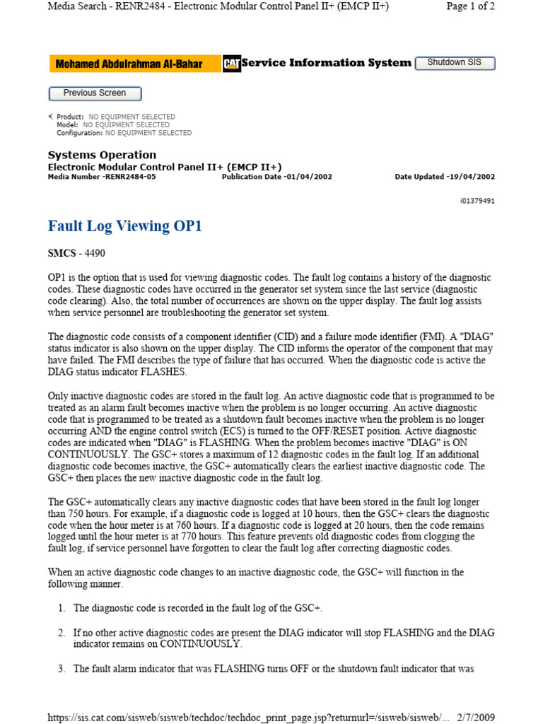 Emcp 2+ Fault Codes OP1 | PDF | Computing