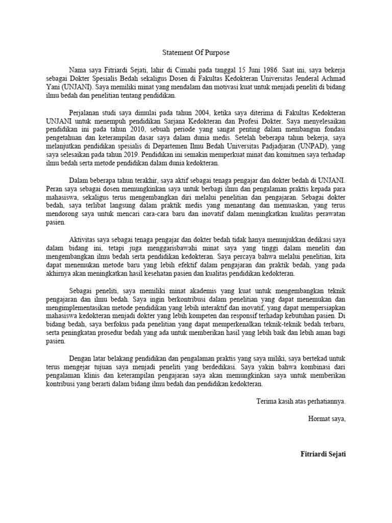 Statement Of Purpose S3 | PDF