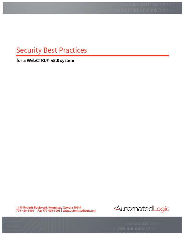 Security Best Practices For A WebCTRL v8.0 System - 522 - tcm702-168128 - AutomatedLogic - 2021 ...
