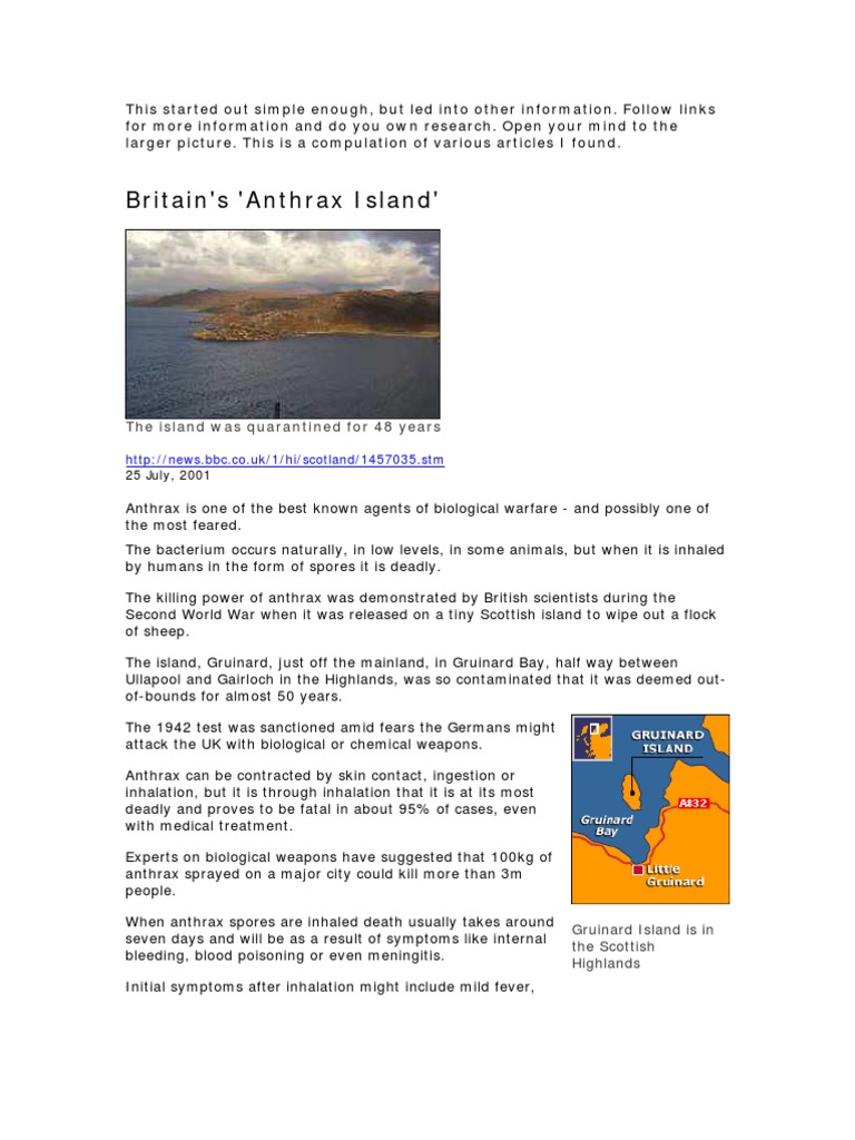 Britains Anthrax Island Known Agents of Biological Warfare | PDF ...