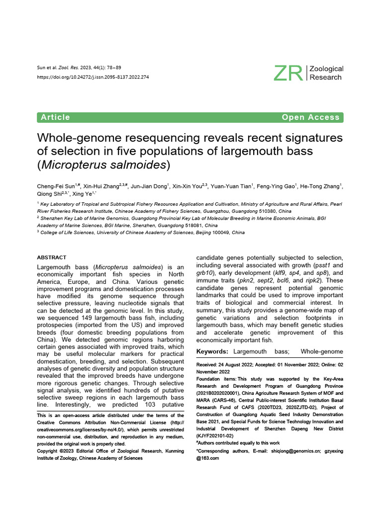 Whole-Genome Resequencing Reveals Recent Signatures of Selection in Five Populations of Farmed ...
