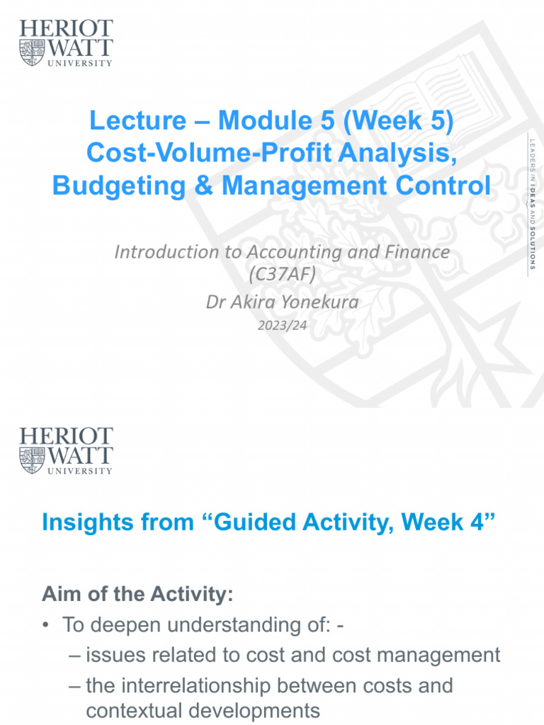 Module 5 (Week 5) | PDF | Business Economics | Management Accounting