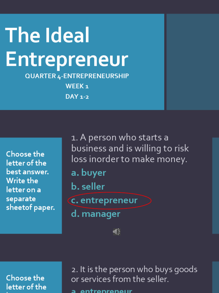 The Ideal Entrepreneur | PDF | Entrepreneurship | Sales