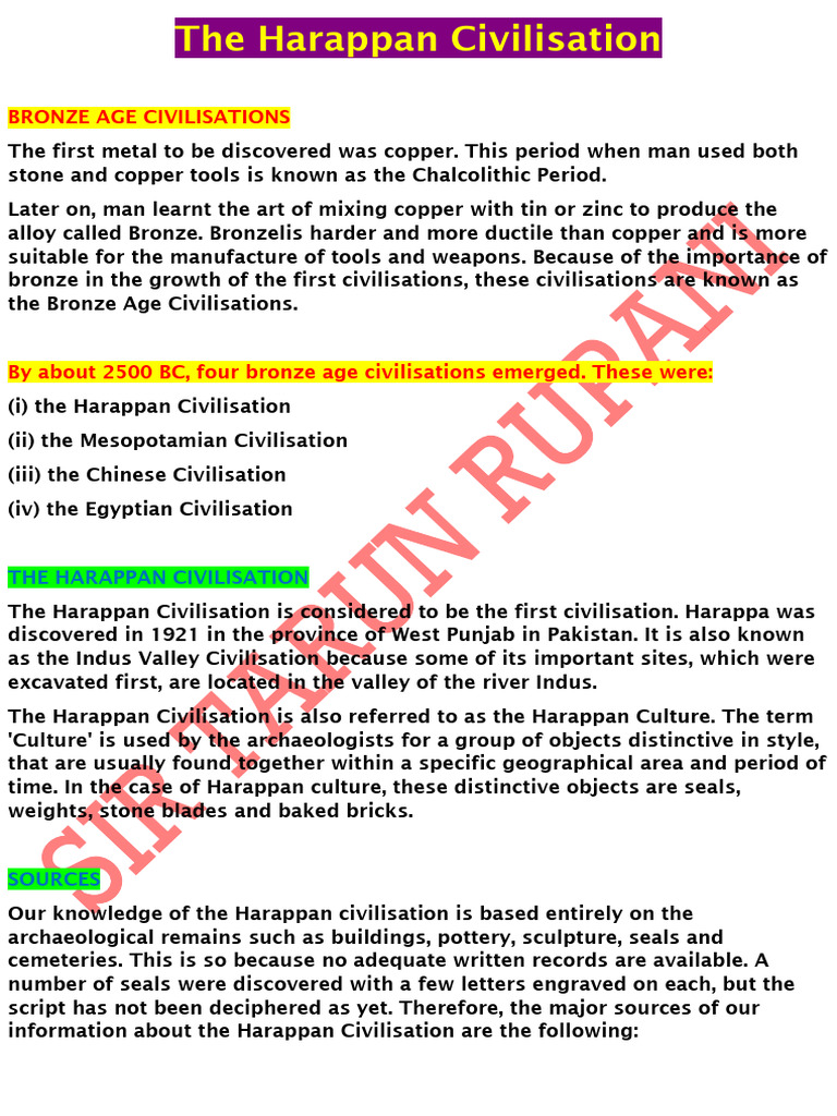 The Harappan Civilisation | PDF