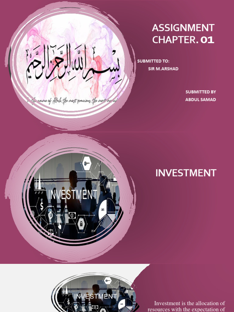 Assignment (1) Investment ch#01 | PDF | Financial Risk | Investing