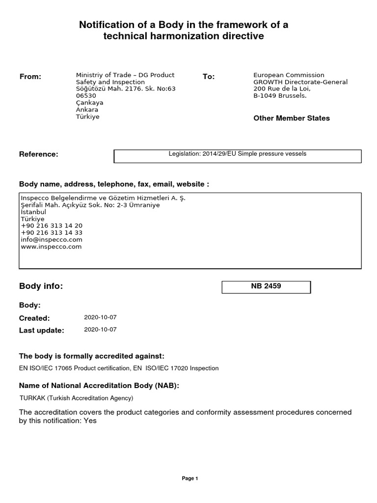 2014 29 EU Notification | PDF