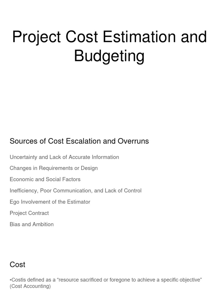 Project Cost Estimation and Budgeting | PDF | Net Present Value | Cost ...