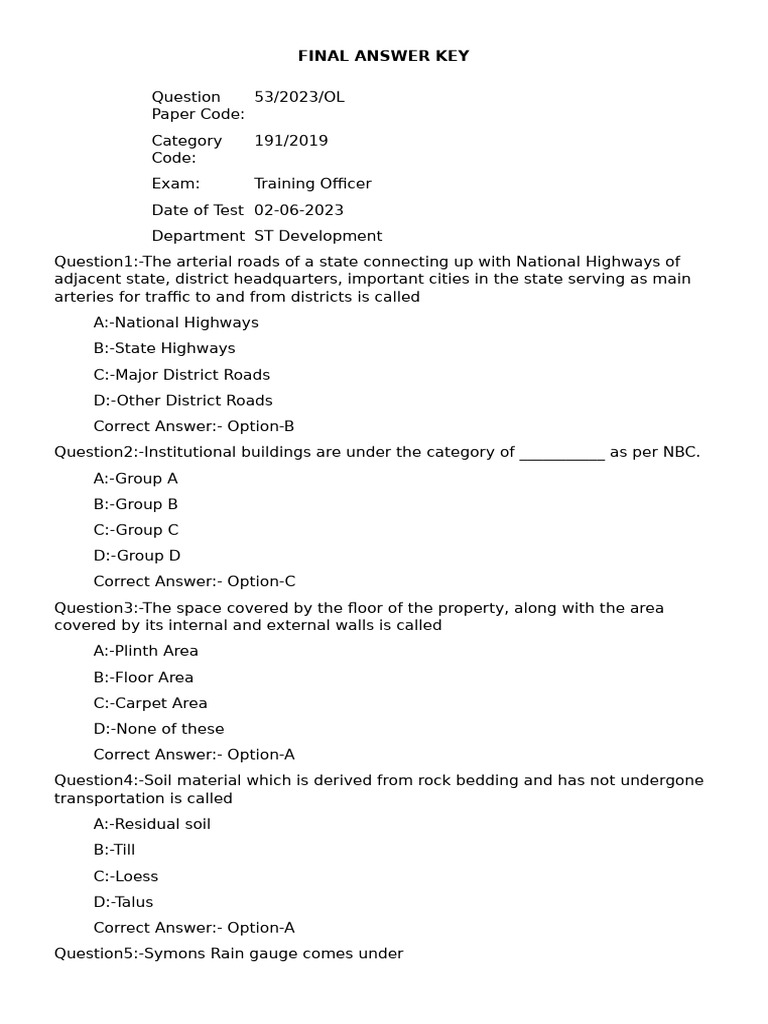 Training Officer Exam Answer Key 2023 | PDF | Bipolar Junction ...
