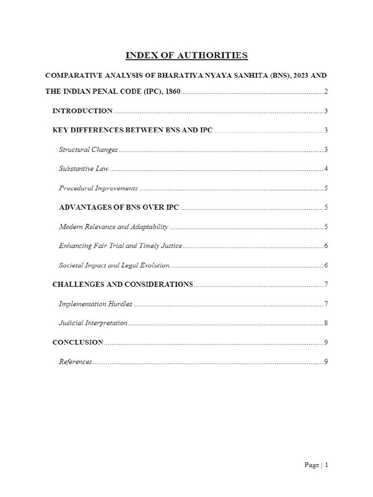 Comparative Analysis IPC, 1860 Vs BNS, 2023 (Chart) - 11zon | PDF