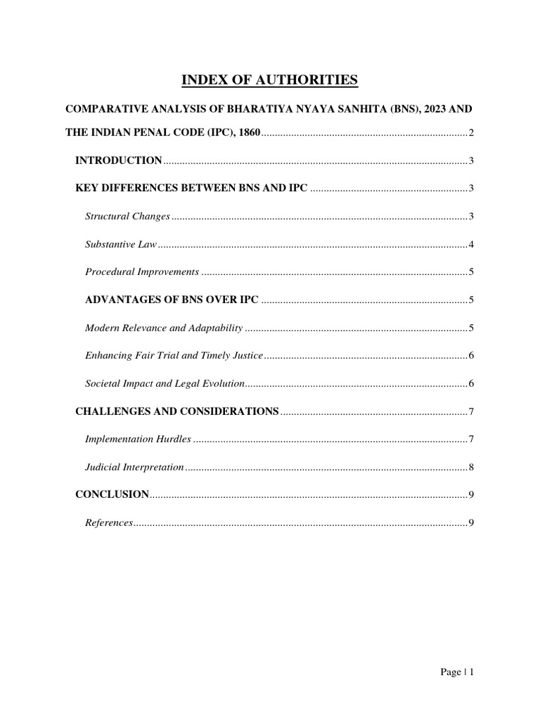Comparative Analysis IPC, 1860 Vs BNS, 2023 (Chart) | PDF | Crimes ...