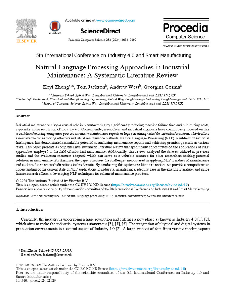 Approches de Traitement Du Langage Naturel Dans Le Secteur Industriel ...