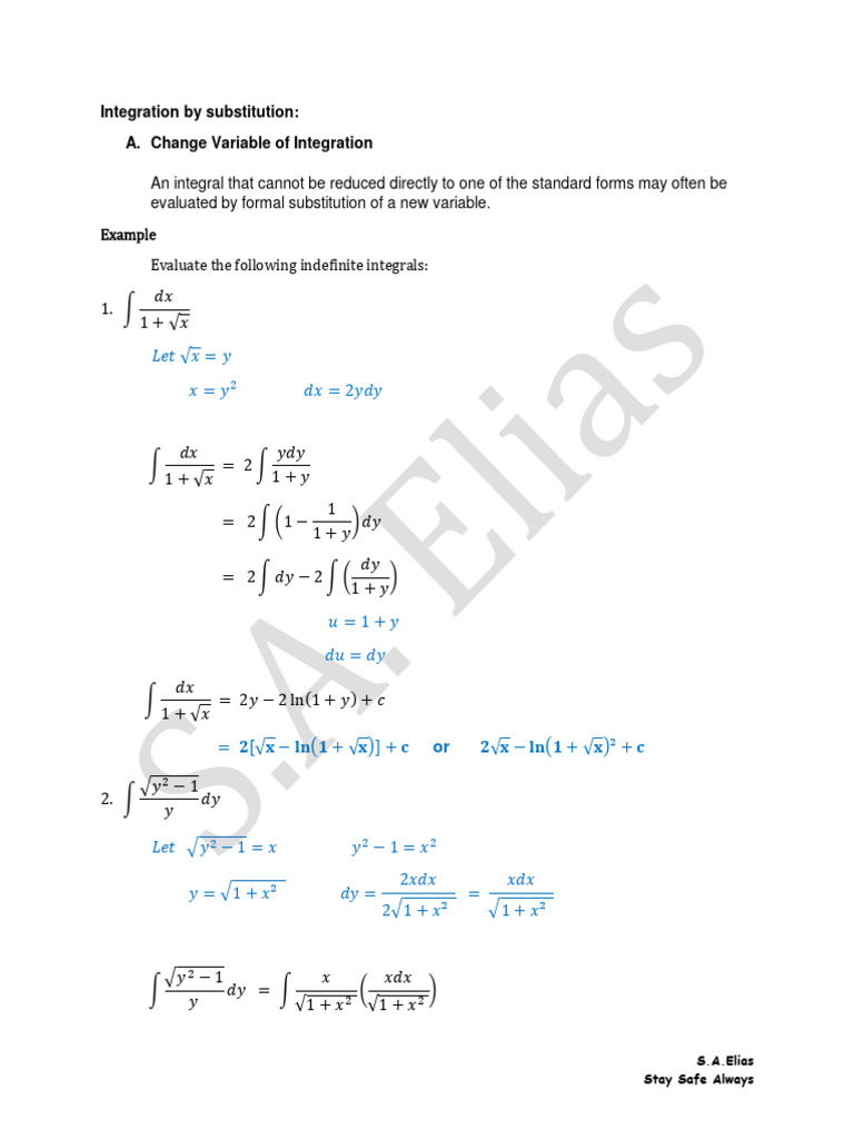 Integration by Substitution | PDF | Mathematical Analysis | Mathematics