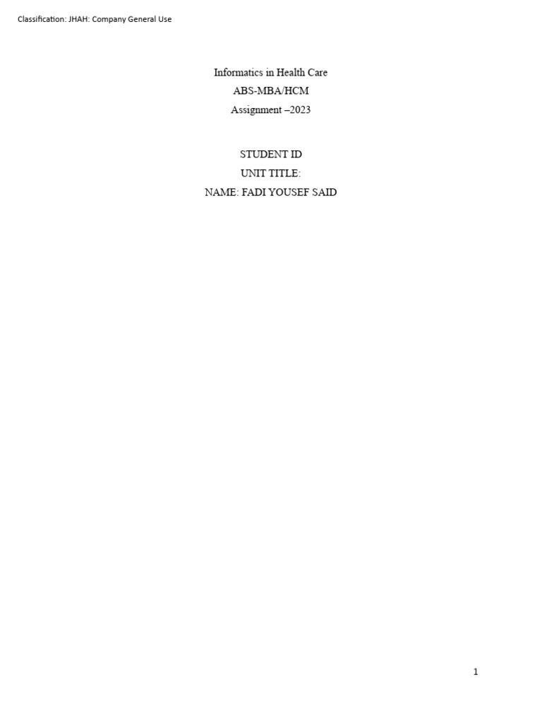 v02 Assignment Informatics in Health Care FADI | PDF | Electronic ...